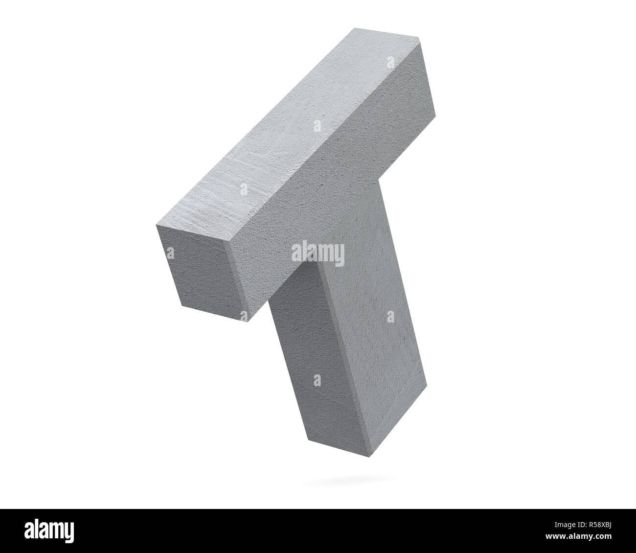 Concrete Capital Letter - T isolated on white background . 3D render ...