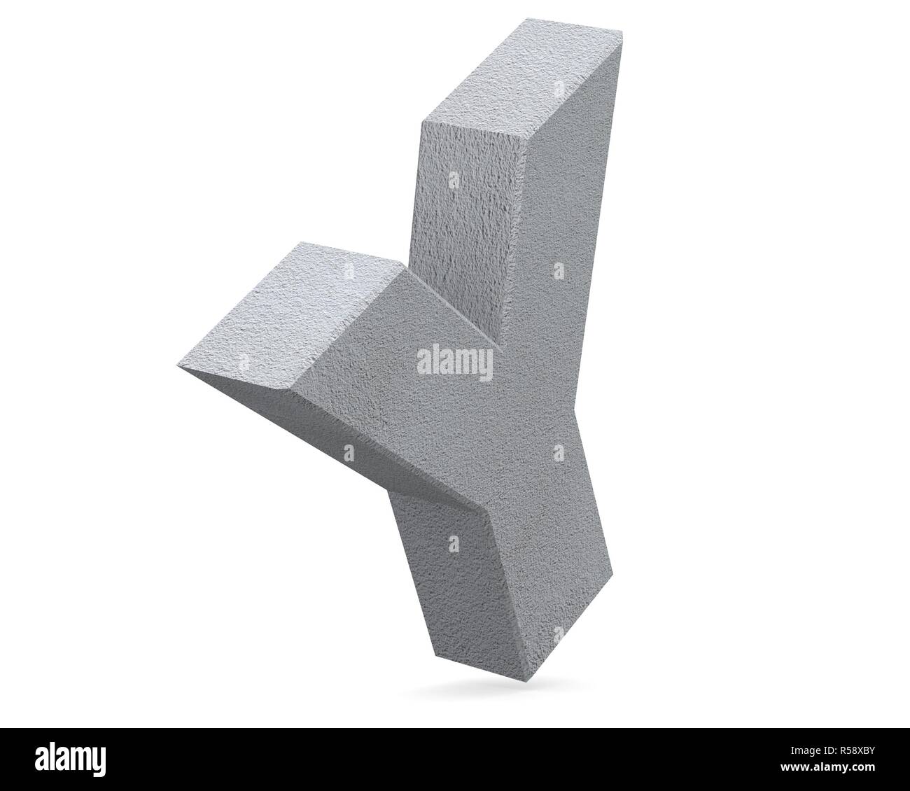 Concrete Capital Letter - Y isolated on white background . 3D render ...