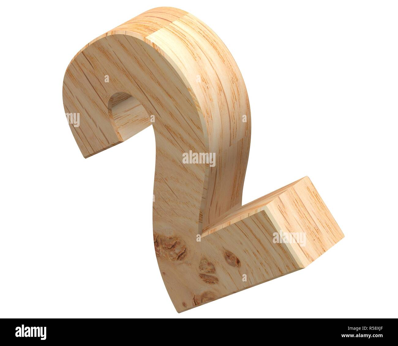 Decorative wooden alphabet digit zero symbol - 2. 3d rendering ...