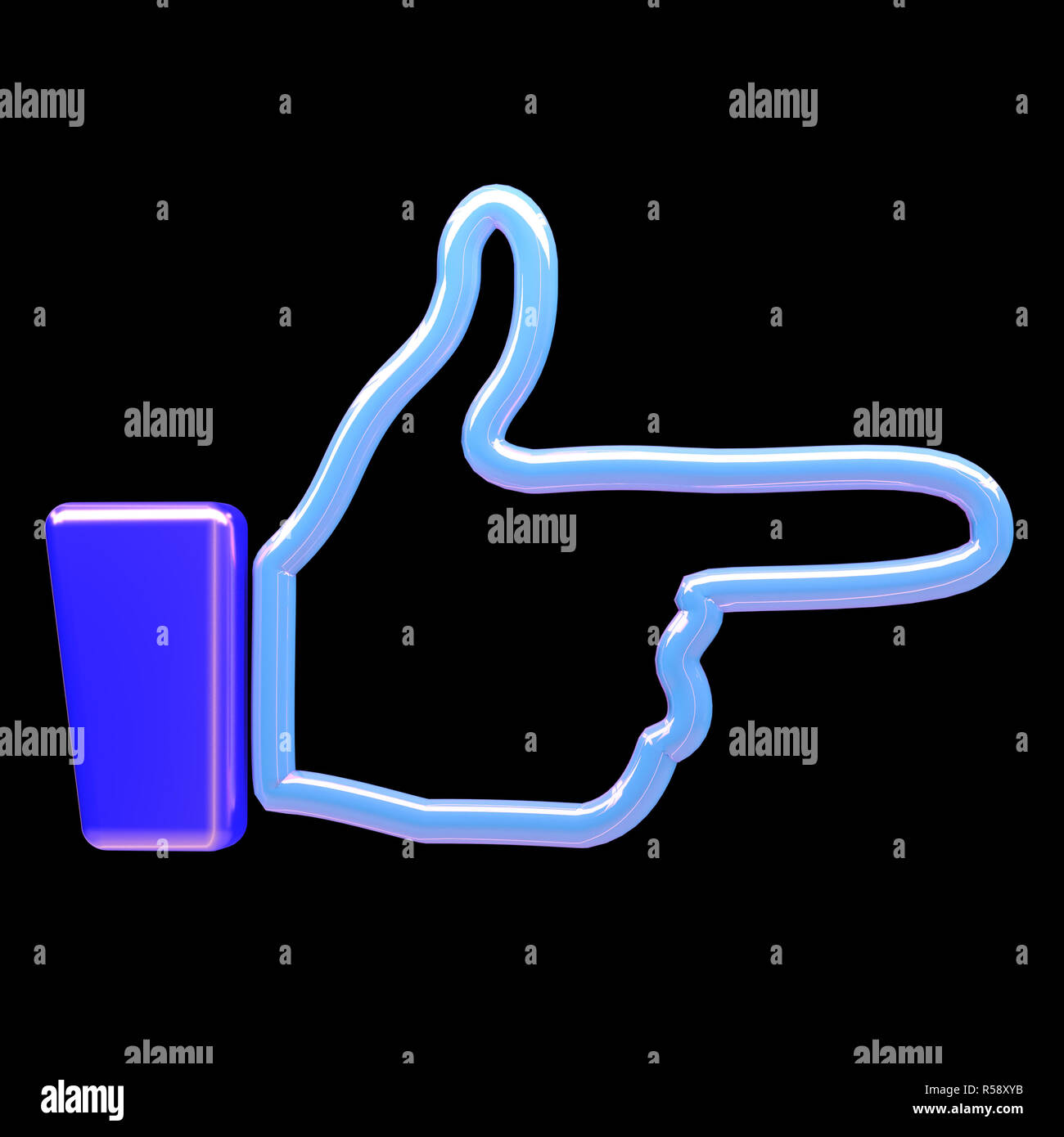 3d render Illustration. Neon button like on a black background Stock ...