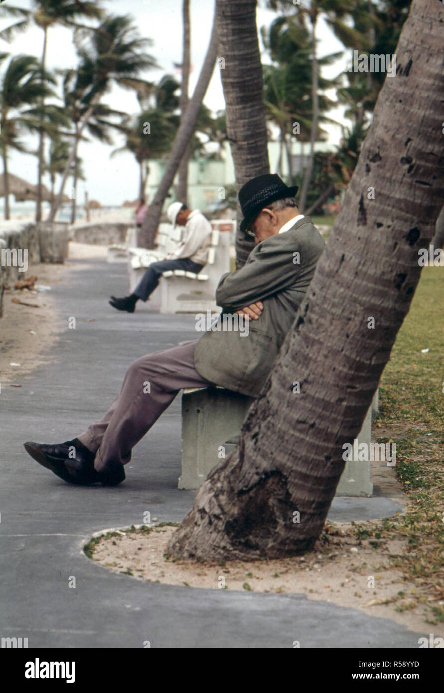 Man taking a Siesta at South Beach - Miami Beach ca. 1975 Stock Photo ...