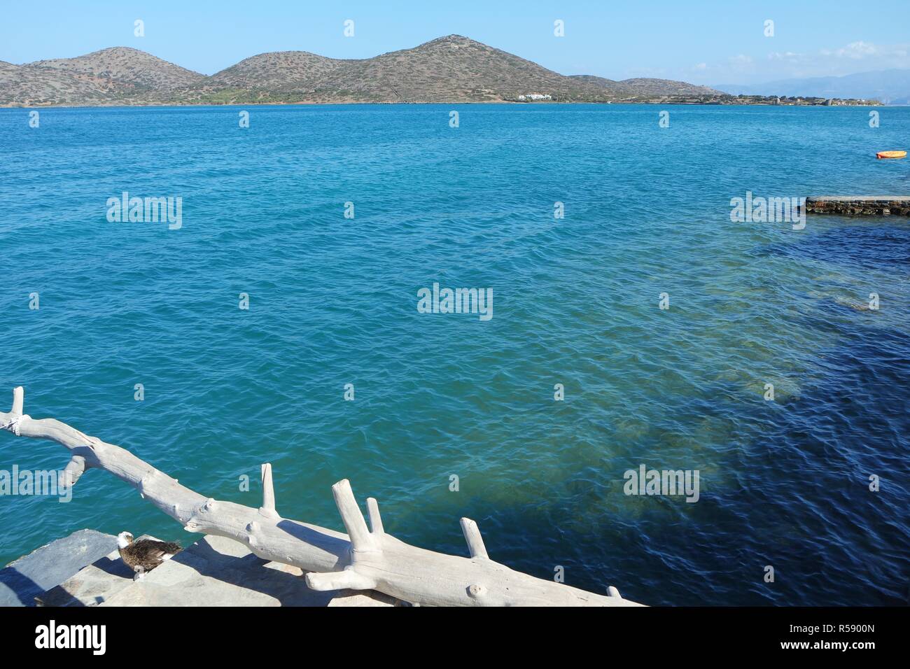 blue mirabello bay on crete Stock Photo - Alamy