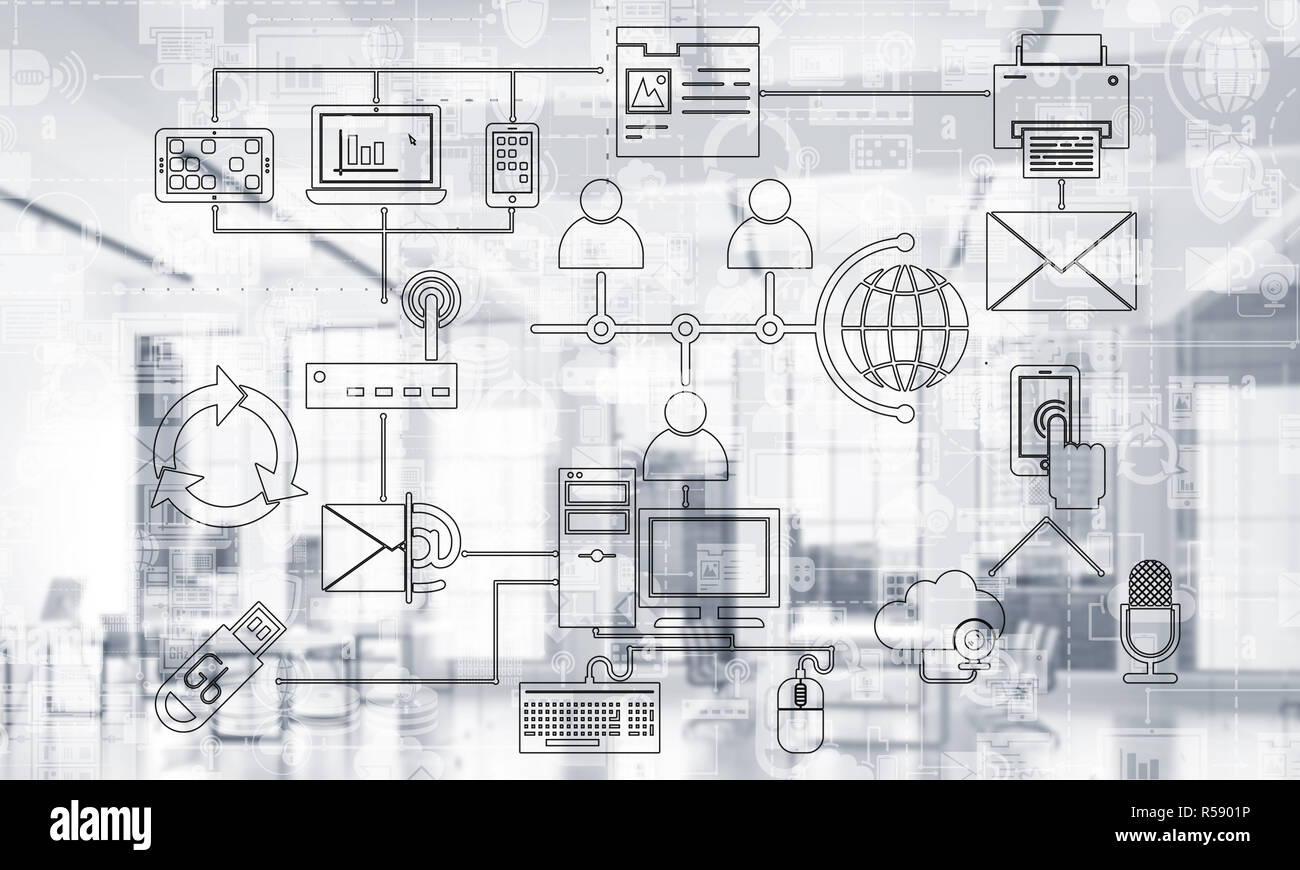 Technology background image with media interface as connection and ...