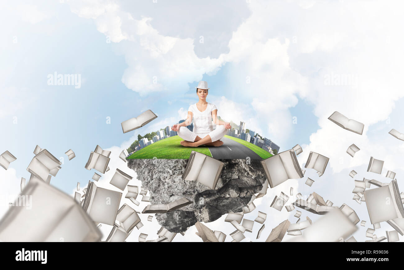 Young woman keeping mind conscious Stock Photo - Alamy