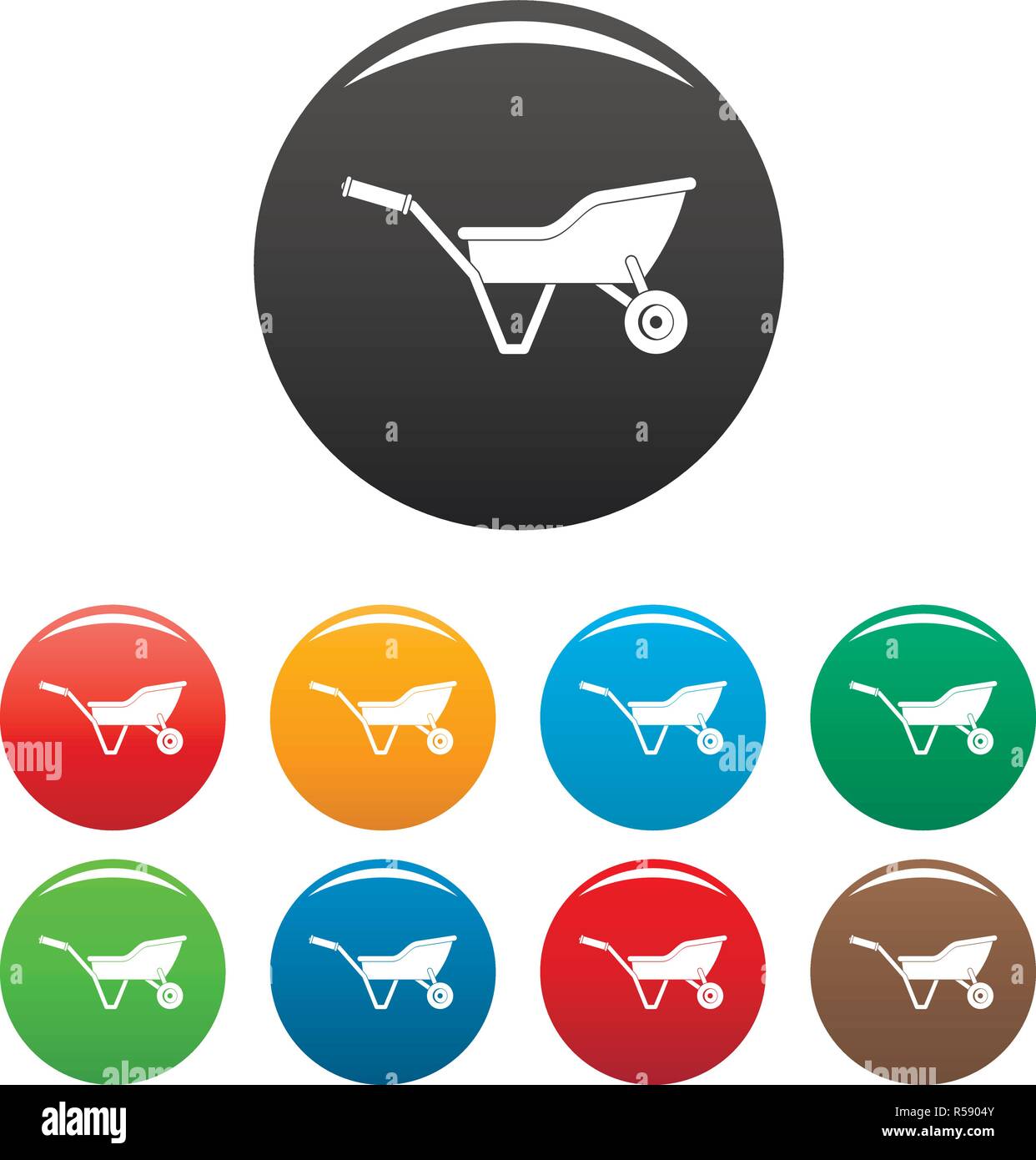 Garden wheelbarrow icons set 9 color vector isolated on white for any ...