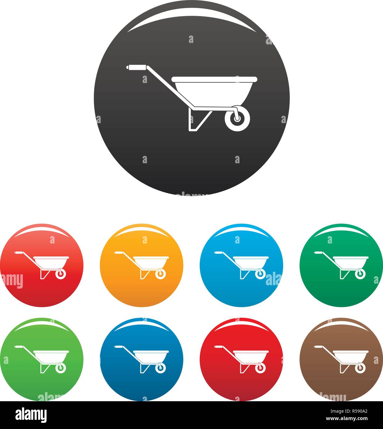 One wheel barrow icons set 9 color vector isolated on white for any ...