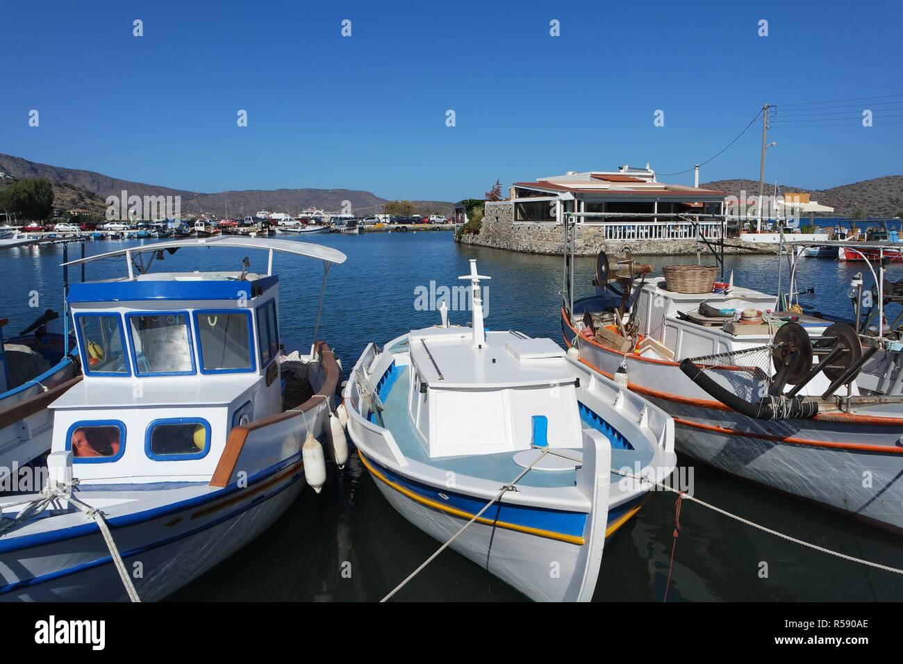 fishing boats in elounda,crete Stock Photo - Alamy