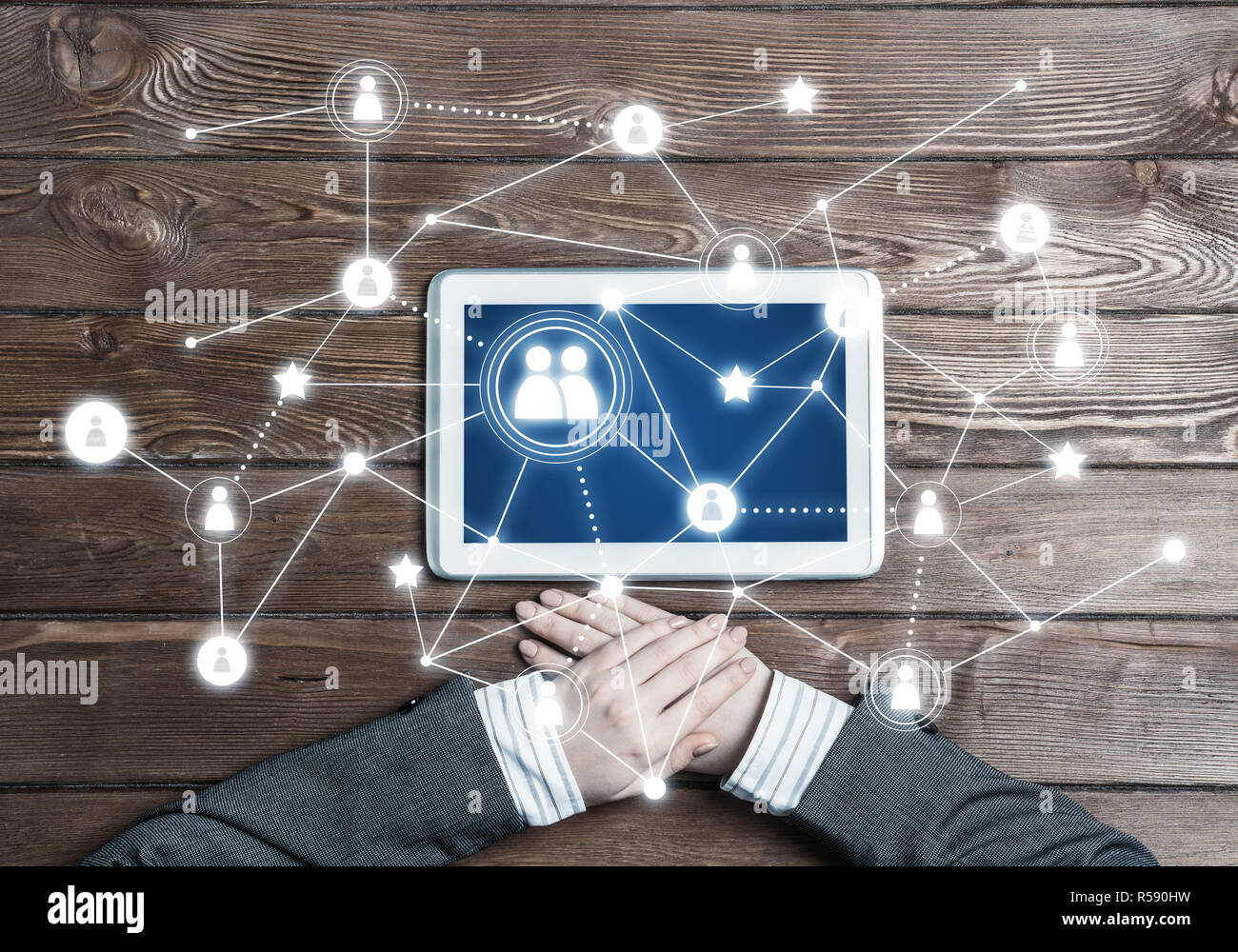 Concept of social communication and networking with social connection ...