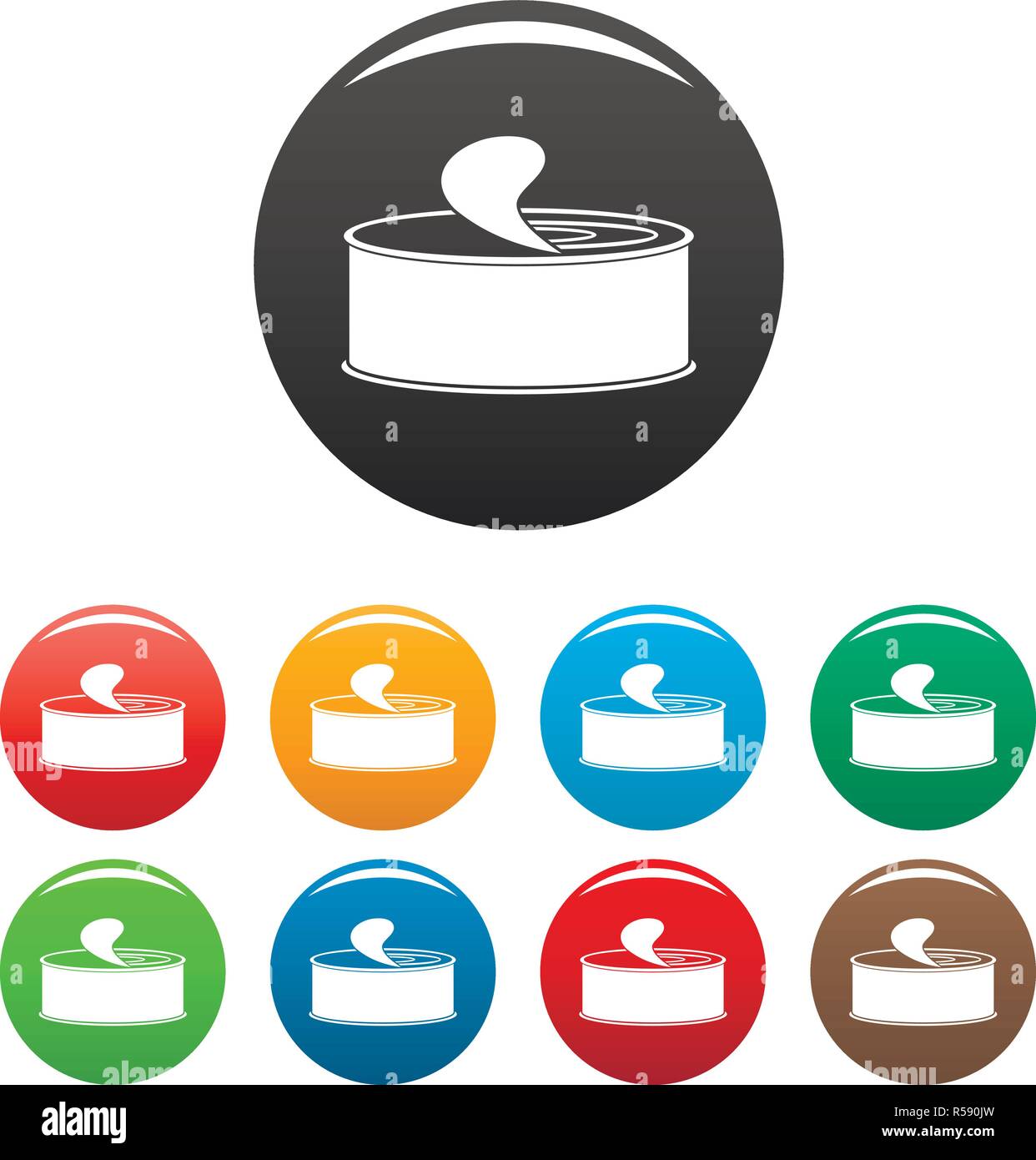 Open tin can icons set 9 color vector isolated on white for any design ...