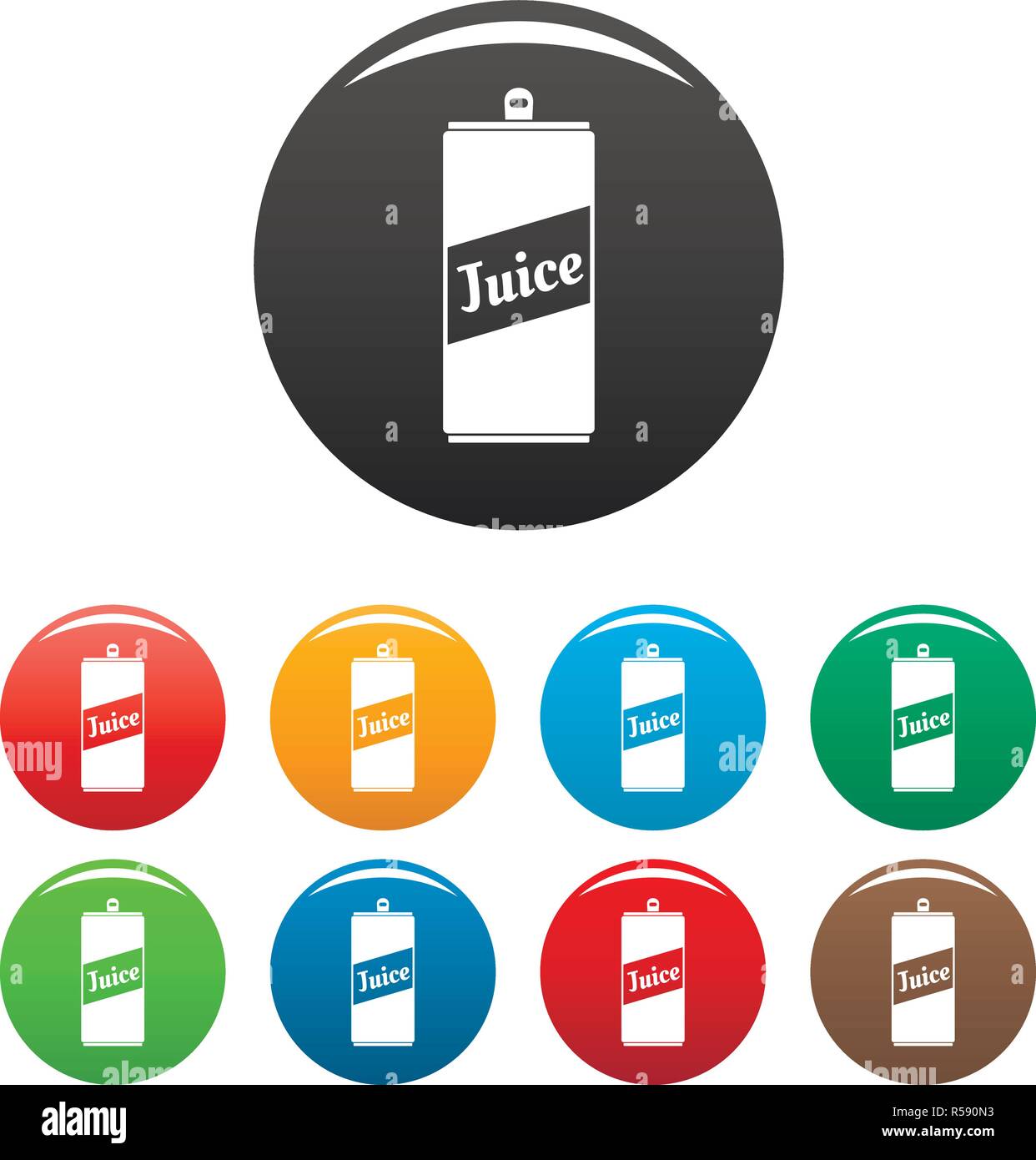 Juice can icons set 9 color vector isolated on white for any design ...
