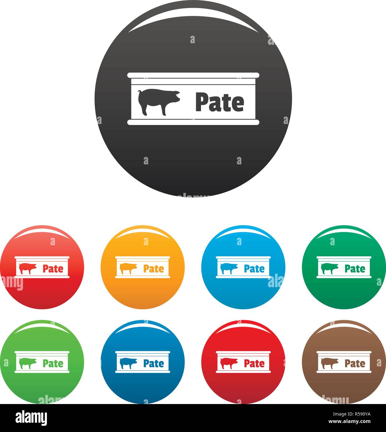 Pate tin can icons set 9 color vector isolated on white for any design ...