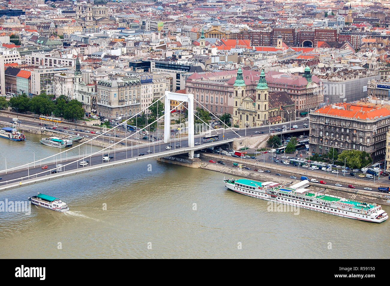 Danube and the Elizabeth Bridge - Budapest Stock Photo - Alamy
