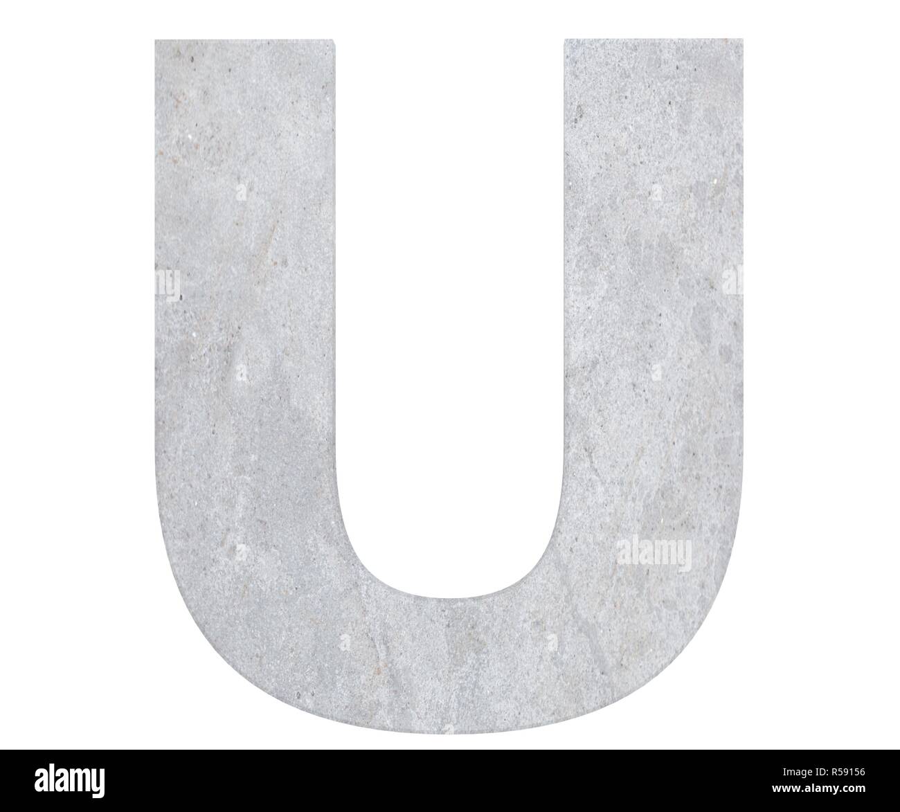 Concrete Capital Letter - U isolated on white background . 3D render ...