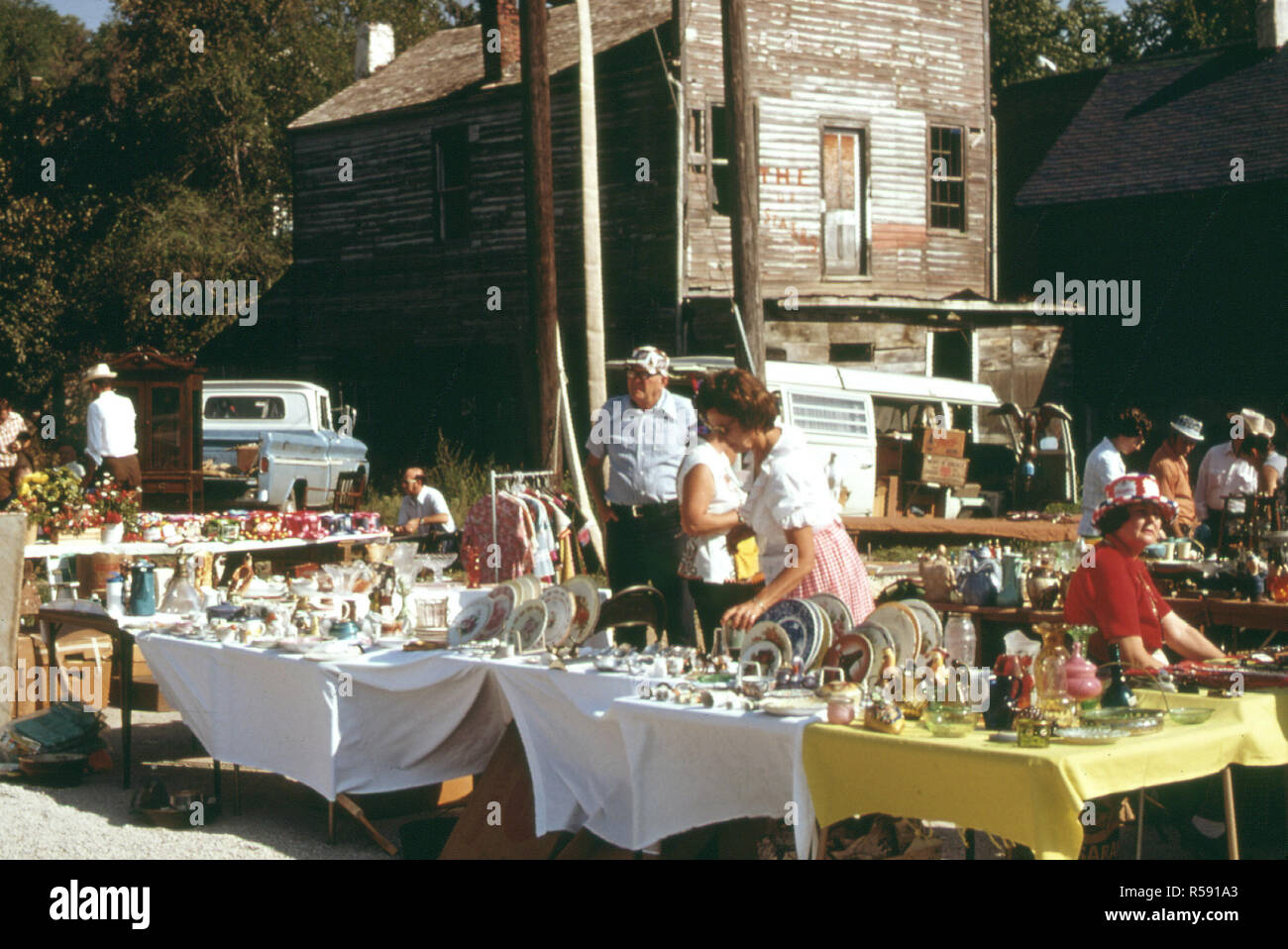 Flea Market Dealers Await Customers at White Cloud Kansas near Troy, in ...