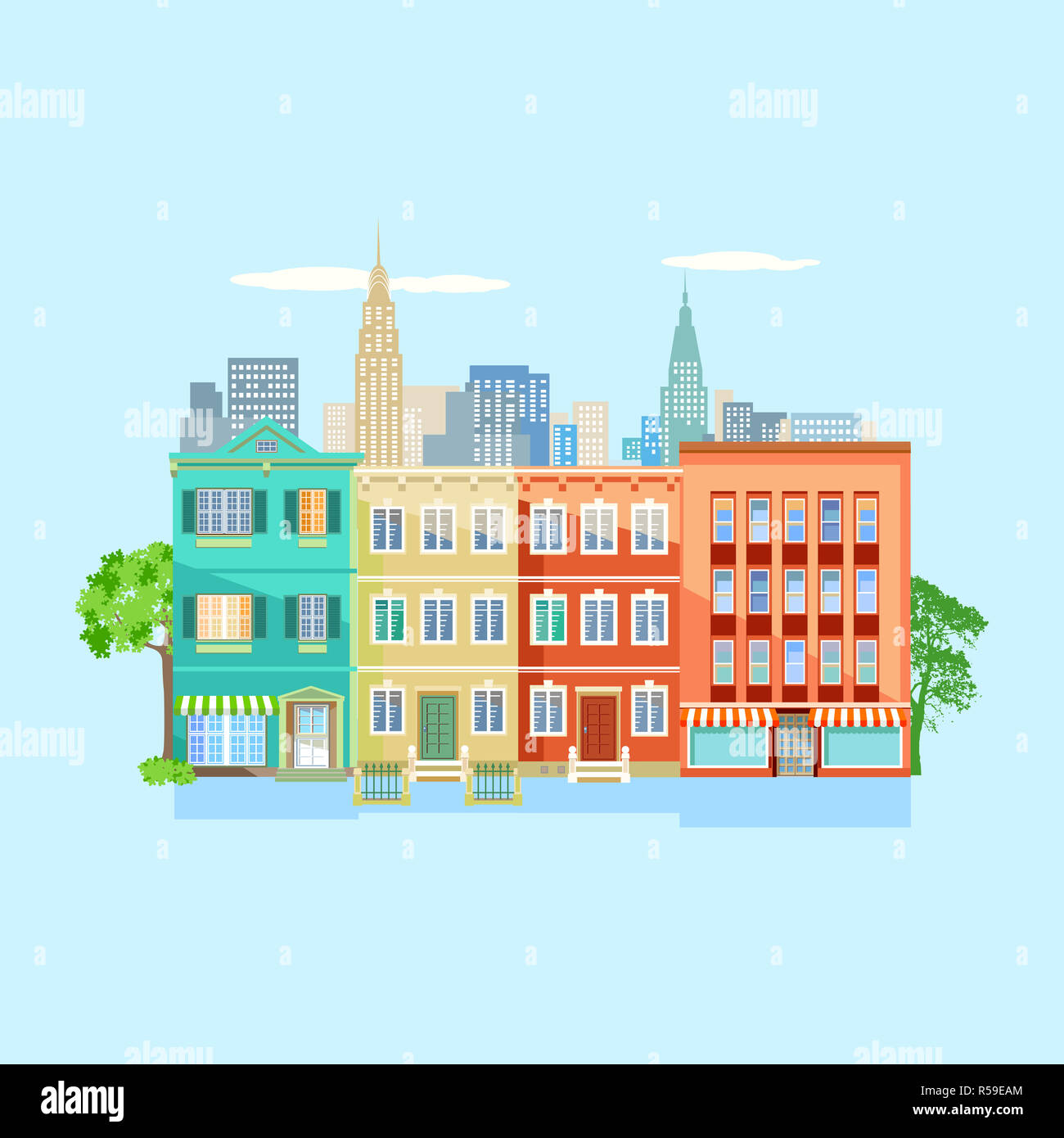 cityscape on light blue background Stock Photo - Alamy