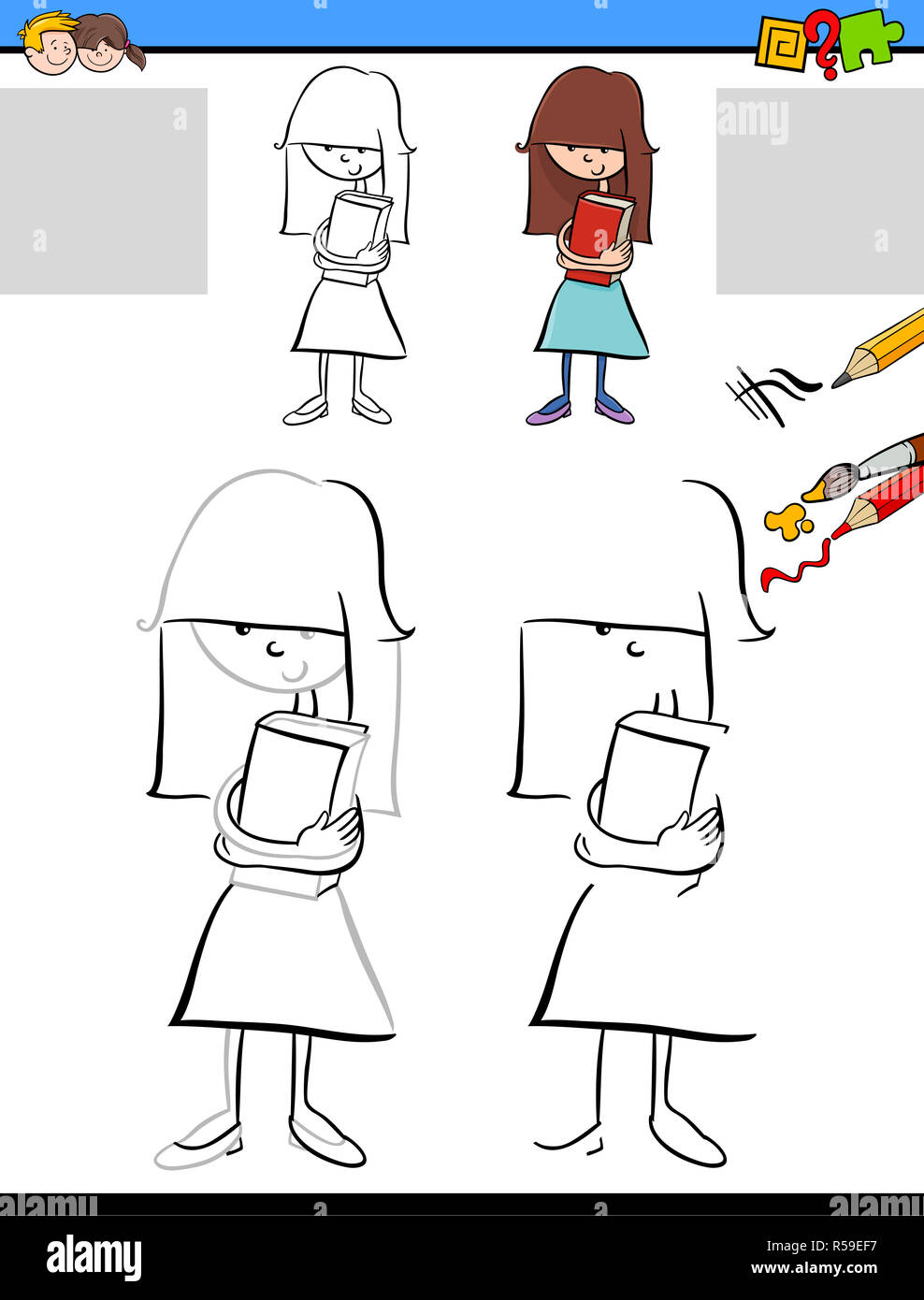 drawing and coloring activity Stock Photo - Alamy