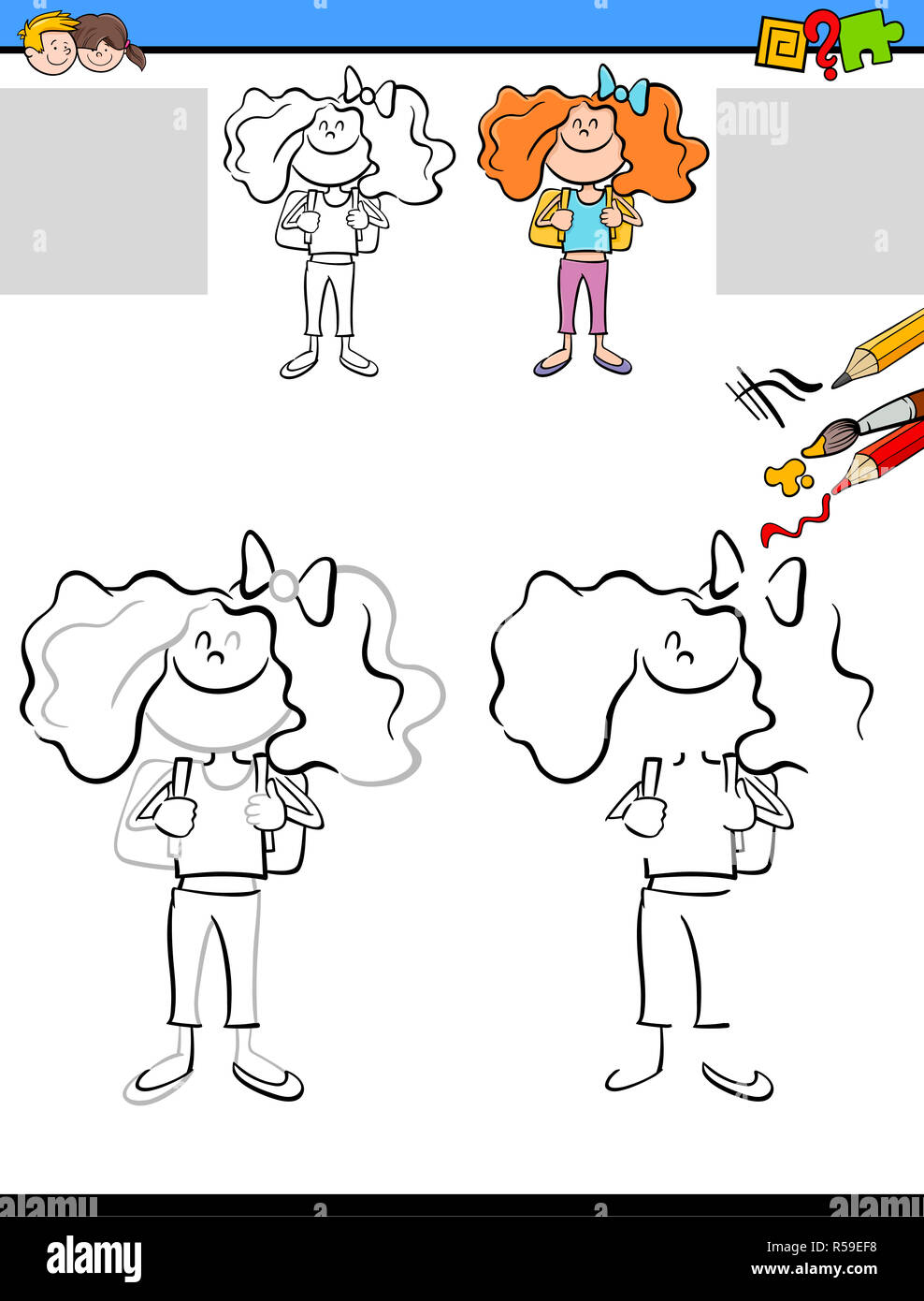 drawing and coloring worksheet Stock Photo - Alamy