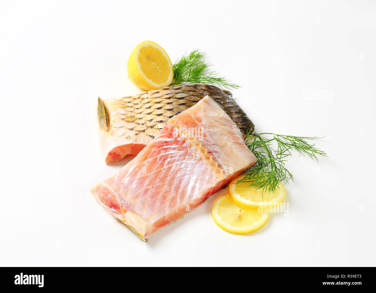 Raw carp fillets Stock Photo - Alamy