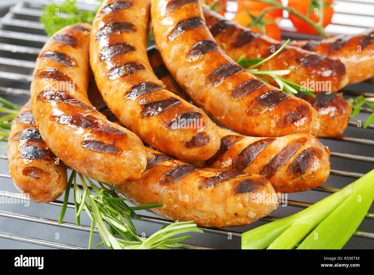 Grilled German sausages Stock Photo - Alamy