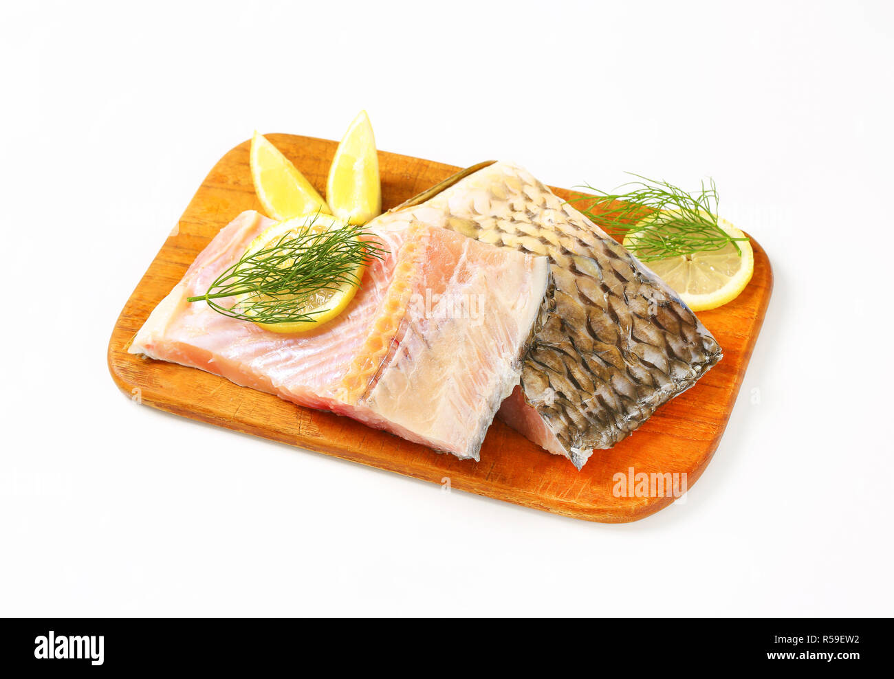 Raw carp fillets Stock Photo - Alamy