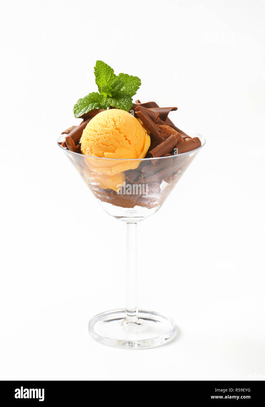 Ice cream with chocolate curls Stock Photo - Alamy