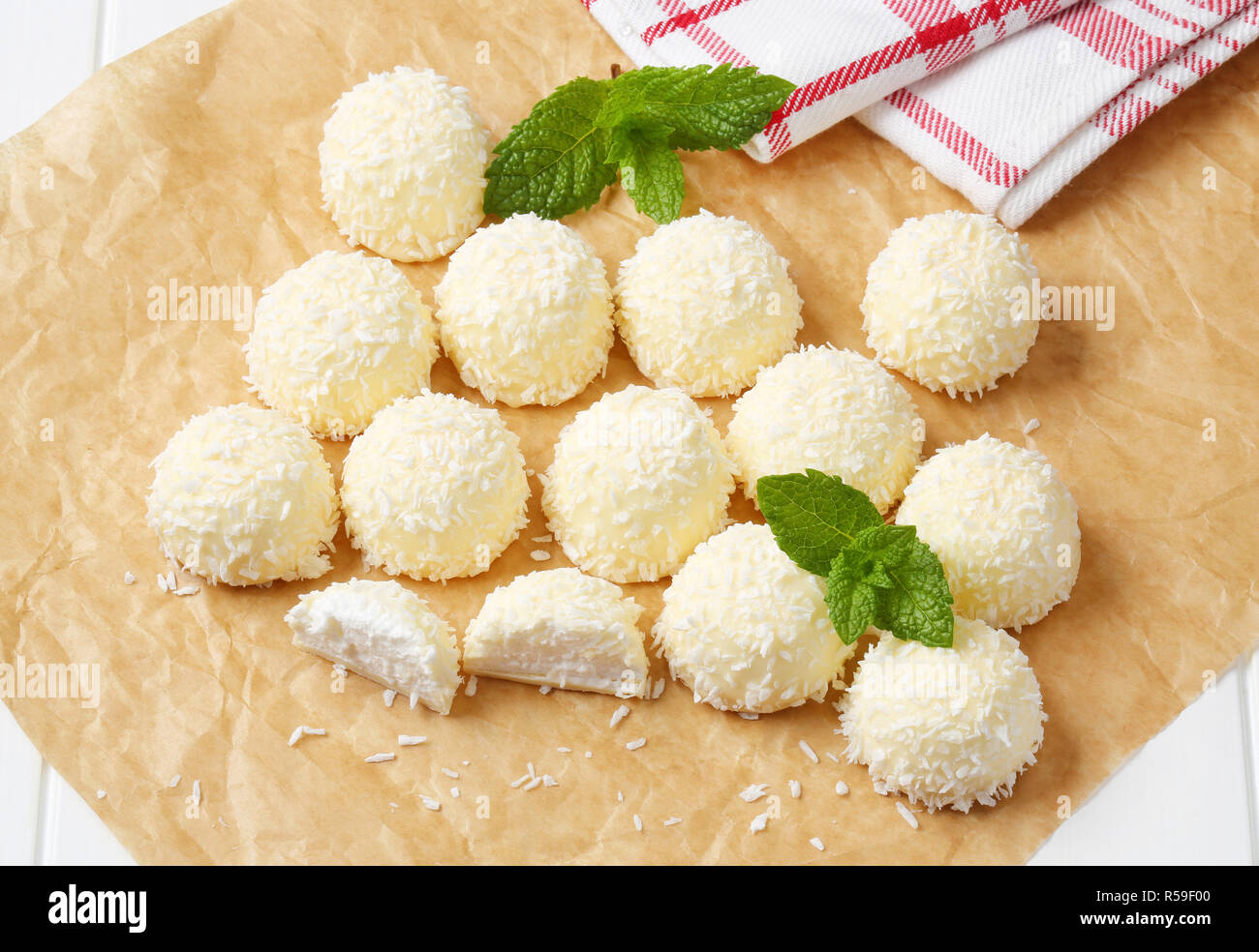White Chocolate and Coconut Truffles Stock Photo - Alamy