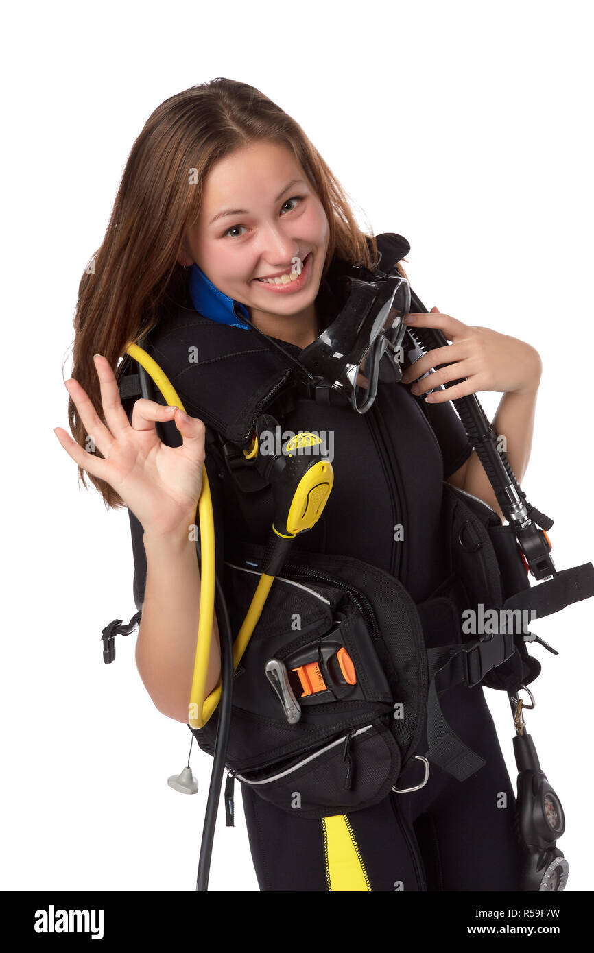 Female diver black and white hi-res stock photography and images - Alamy