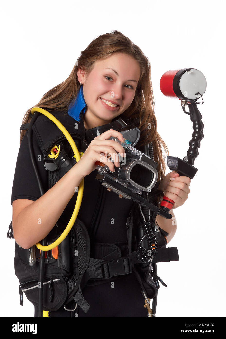 Beautiful woman scuba diver Stock Photo - Alamy