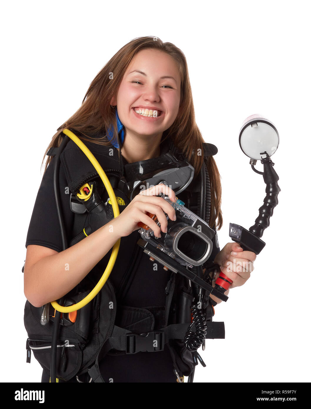 Beautiful woman scuba diver Stock Photo - Alamy