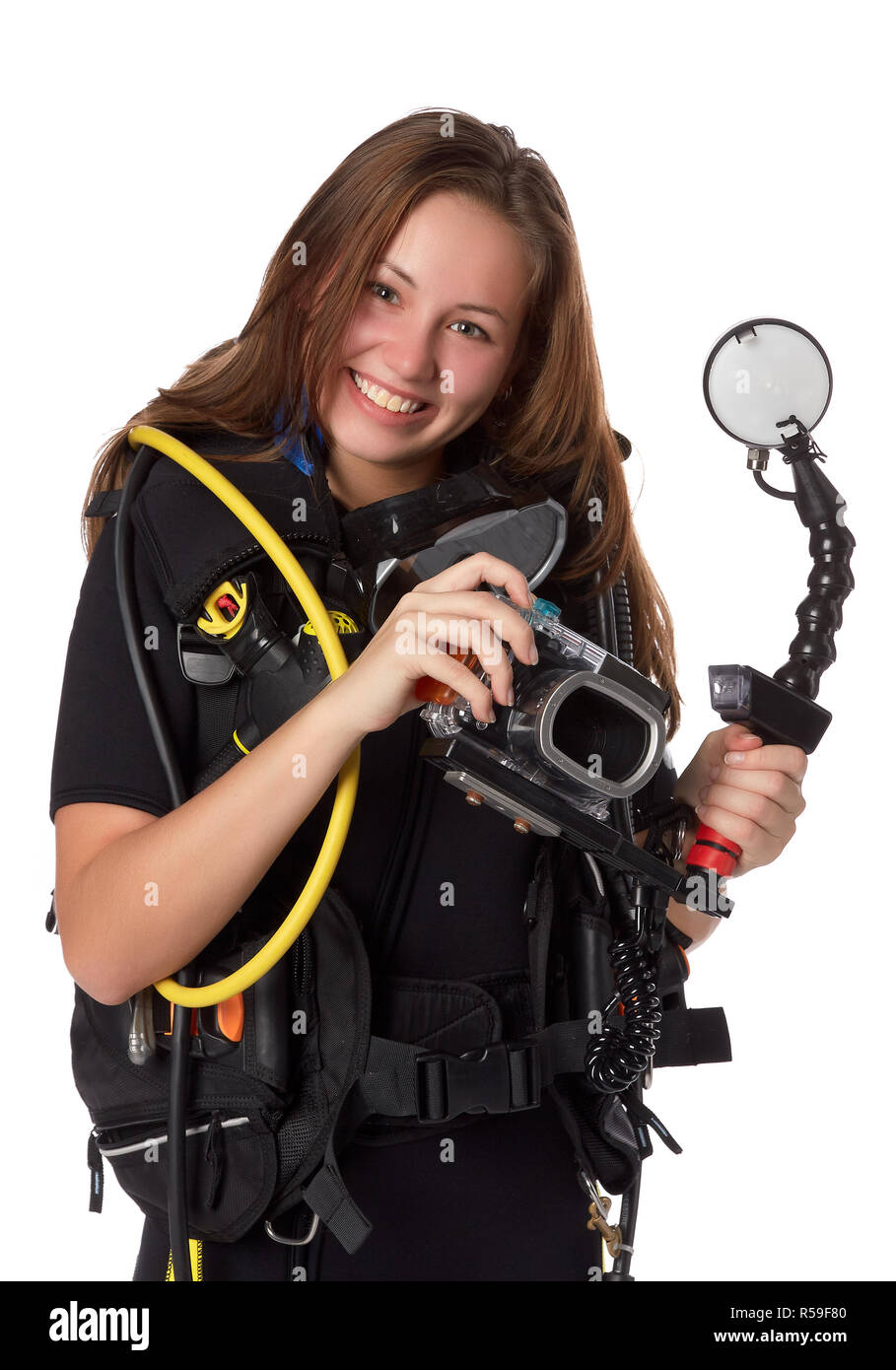 Beautiful woman scuba diver Stock Photo - Alamy
