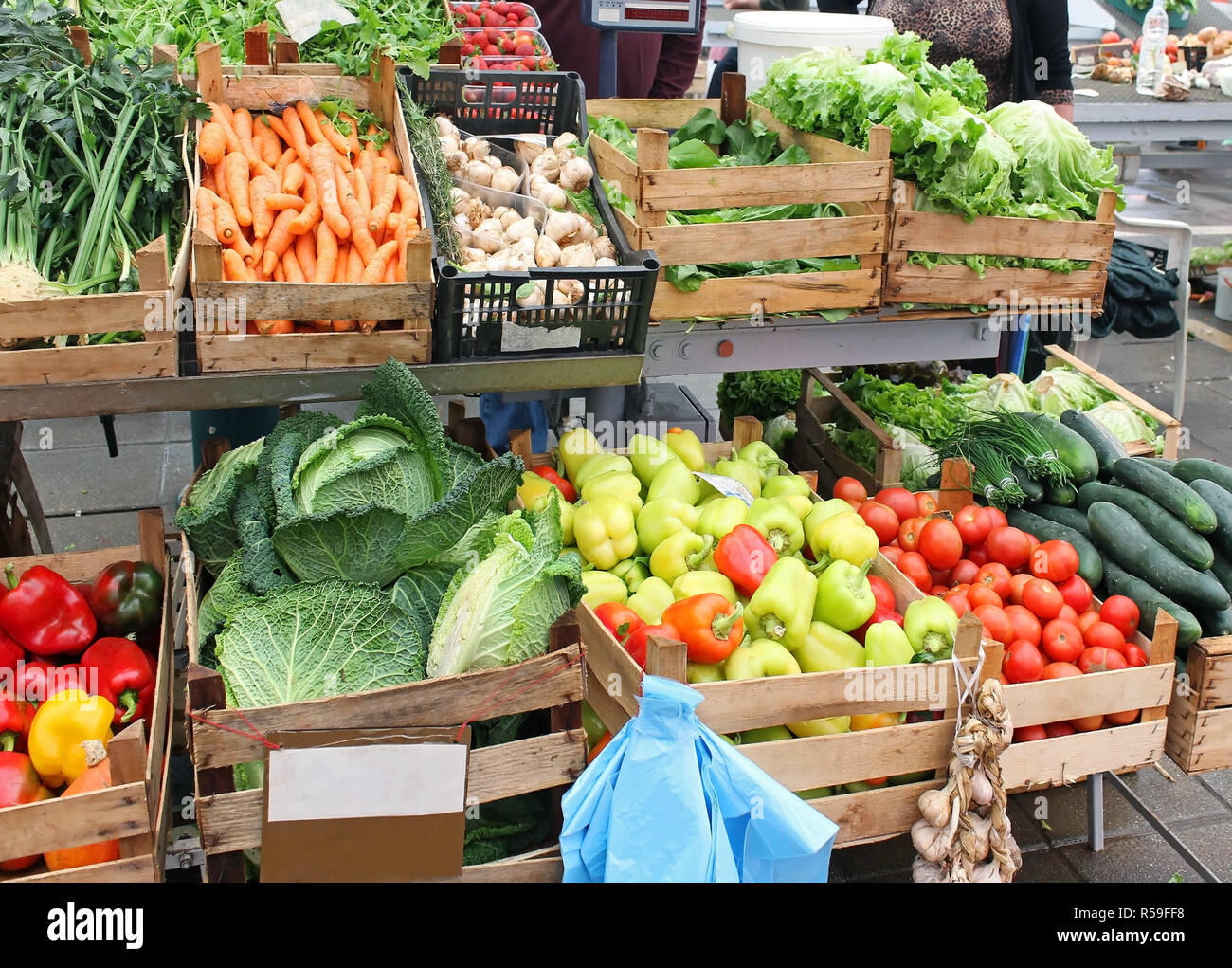 Vegetables market crates Stock Photo - Alamy