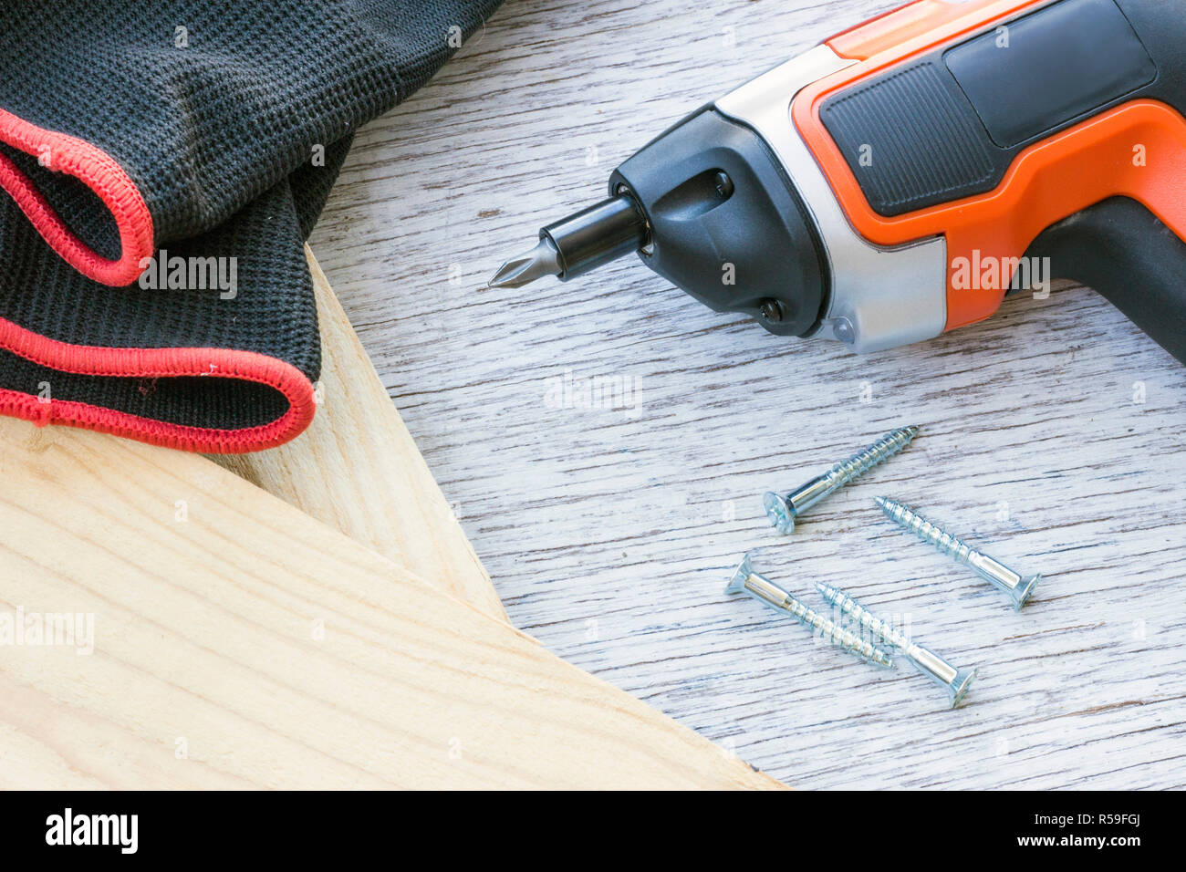 Carpentry Tools, electric screwdriver Stock Photo - Alamy