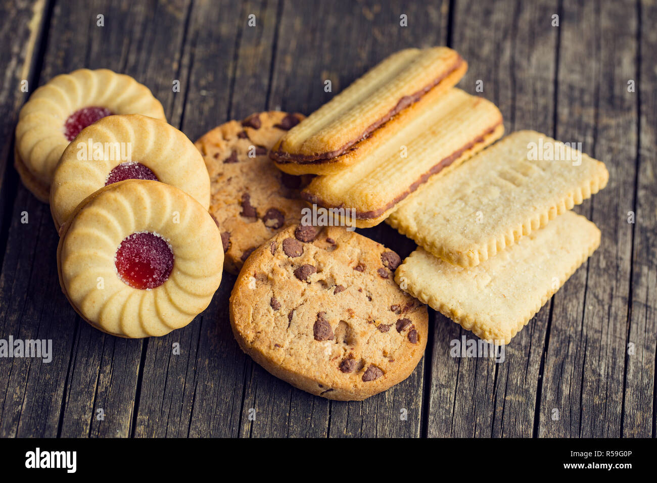 Various sweet biscuits Stock Photo - Alamy