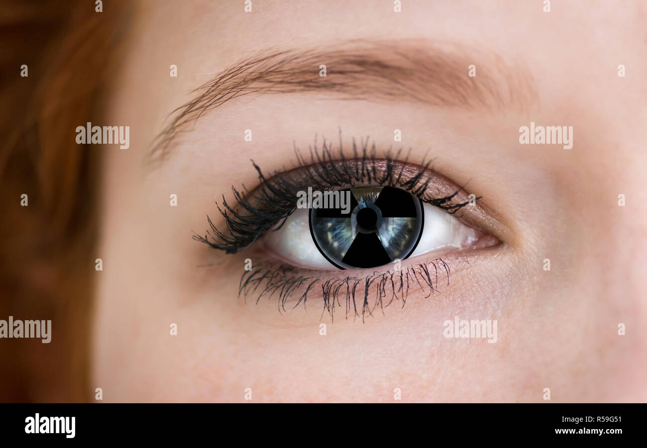Human eye with radiation hazard symbol - concept photo Stock Photo - Alamy