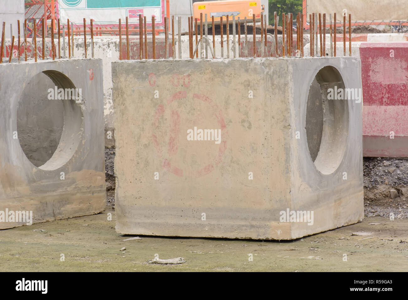 Precast concrete manholes Stock Photo - Alamy