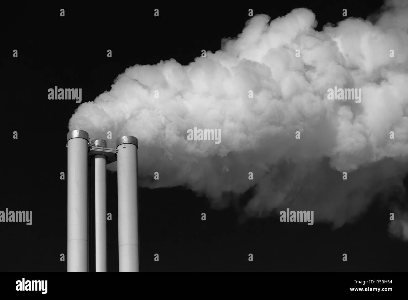 Industrial plant smoke Black and White Stock Photos & Images - Alamy