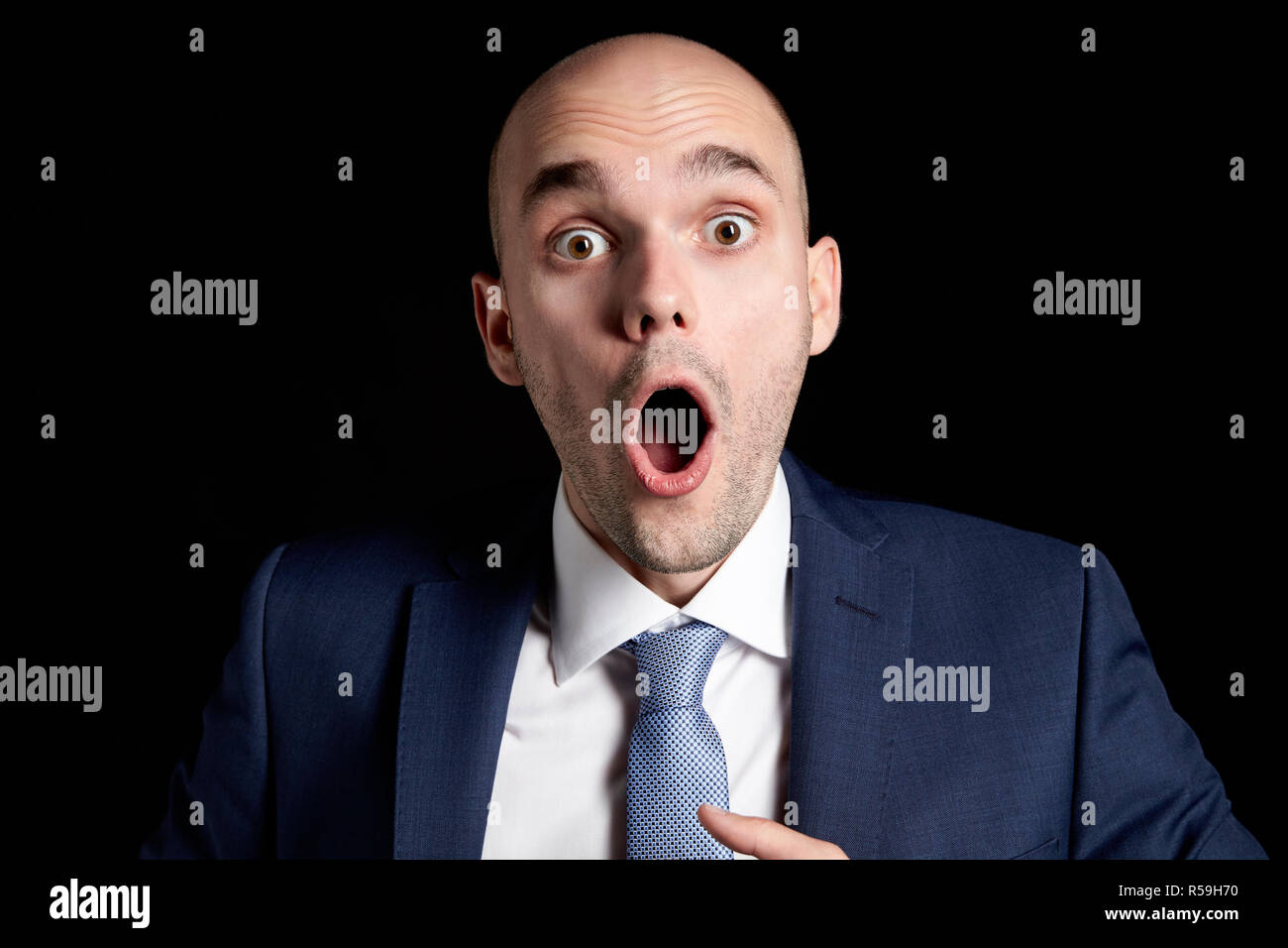 Man and Great Surprise Stock Photo - Alamy