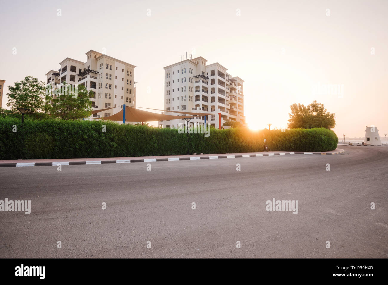 Al Hamra Village at Sunrise Stock Photo - Alamy