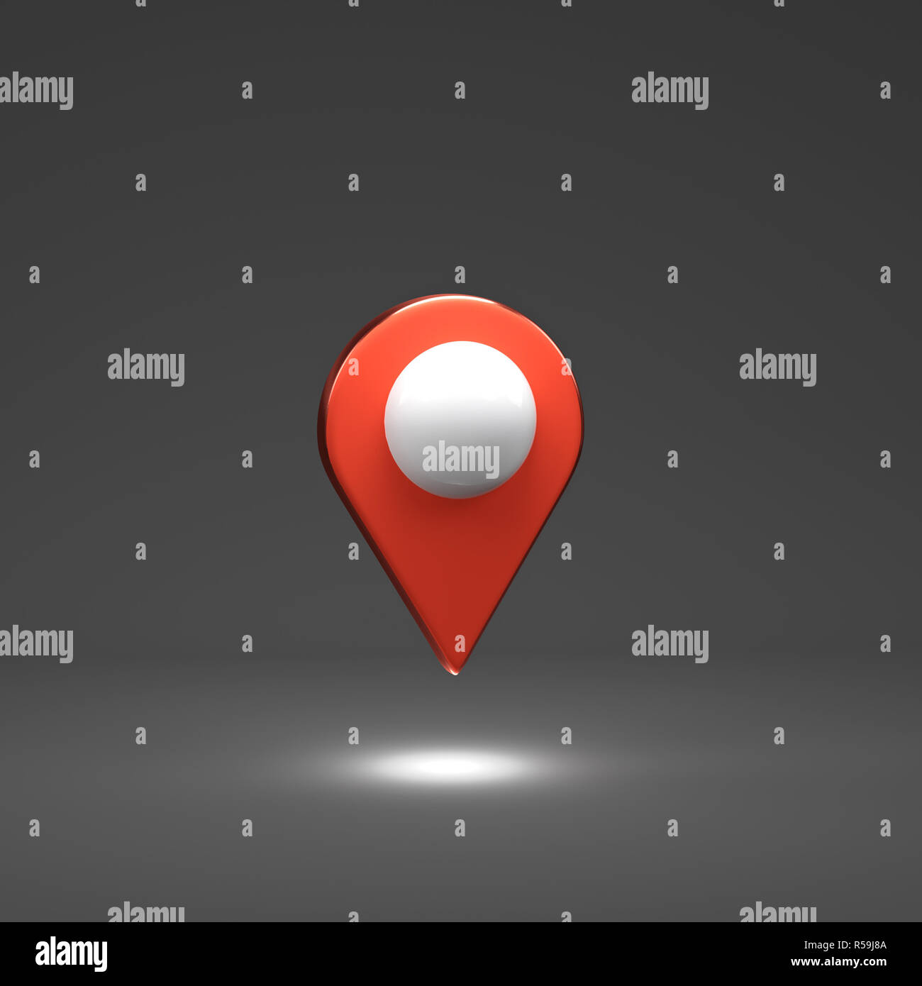 3D render Illustration. Red map pointer. Location point Stock Photo - Alamy