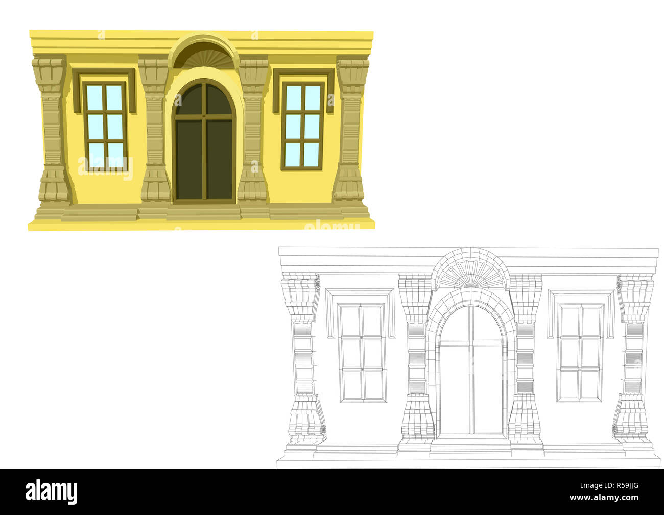 Old exterior wall windows Cut Out Stock Images & Pictures - Alamy