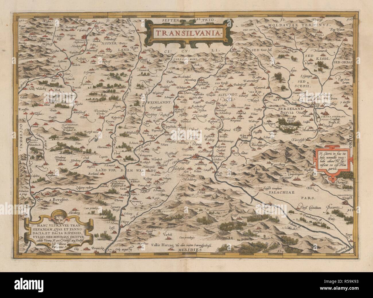 Transylvania. [The Mercator atlas of Europe]. 1570-1572. A map of ...