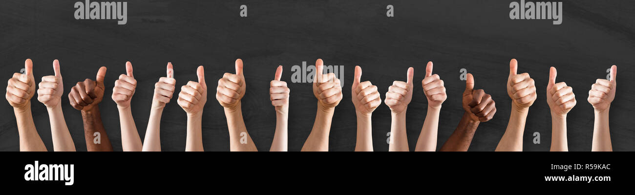 Row Of Hands Showing Thumb Up Sign Stock Photo - Alamy