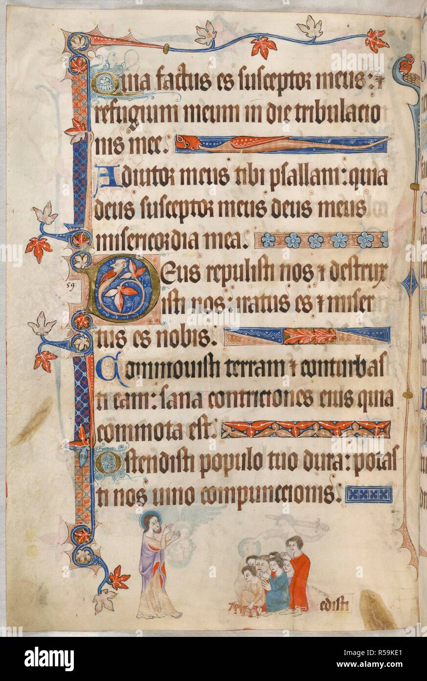 Psalm 59; saint preaching. Luttrell Psalter. England [East Anglia ...