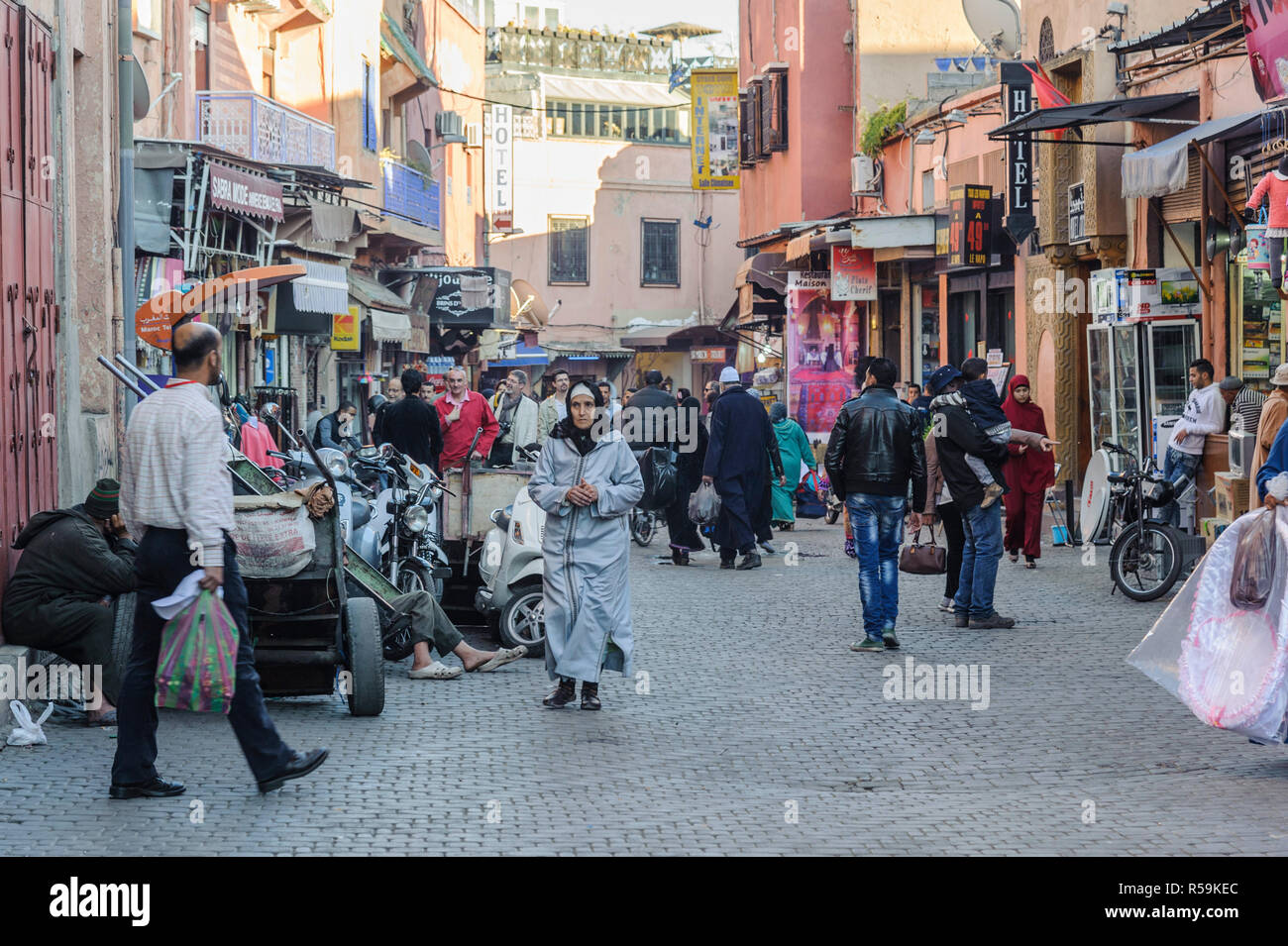 27-02-15, Marrakech, Morocco. Street scenes in the medina. Photo ...