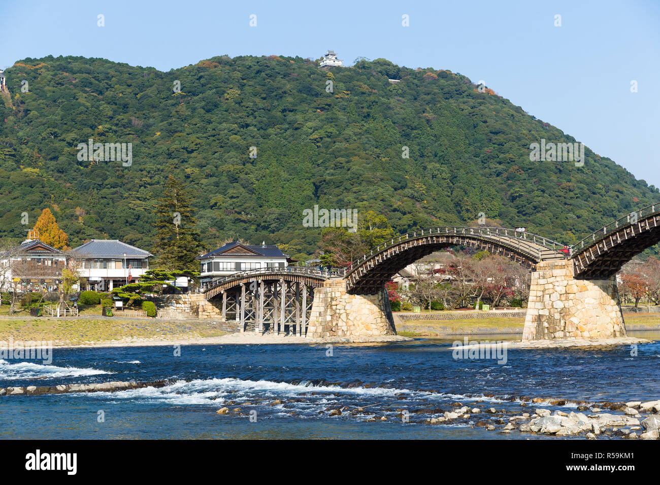 Japanese style wooden arch bridge hi-res stock photography and images ...