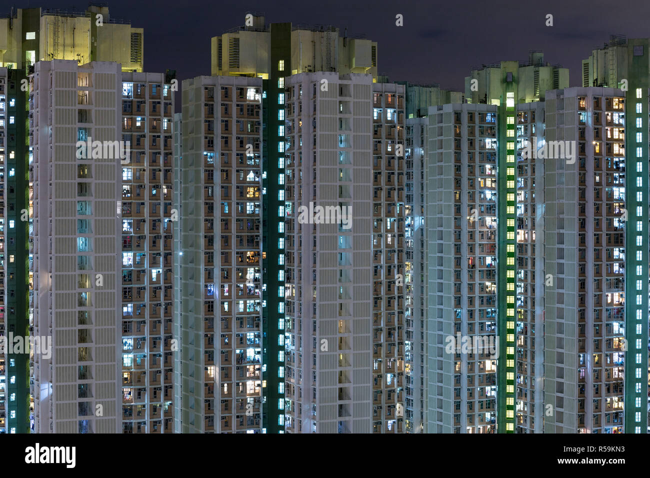 Building facade at night Stock Photo - Alamy