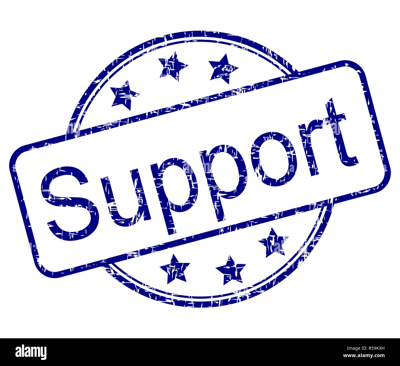 blue Support rubber stamp - illustration Stock Photo - Alamy