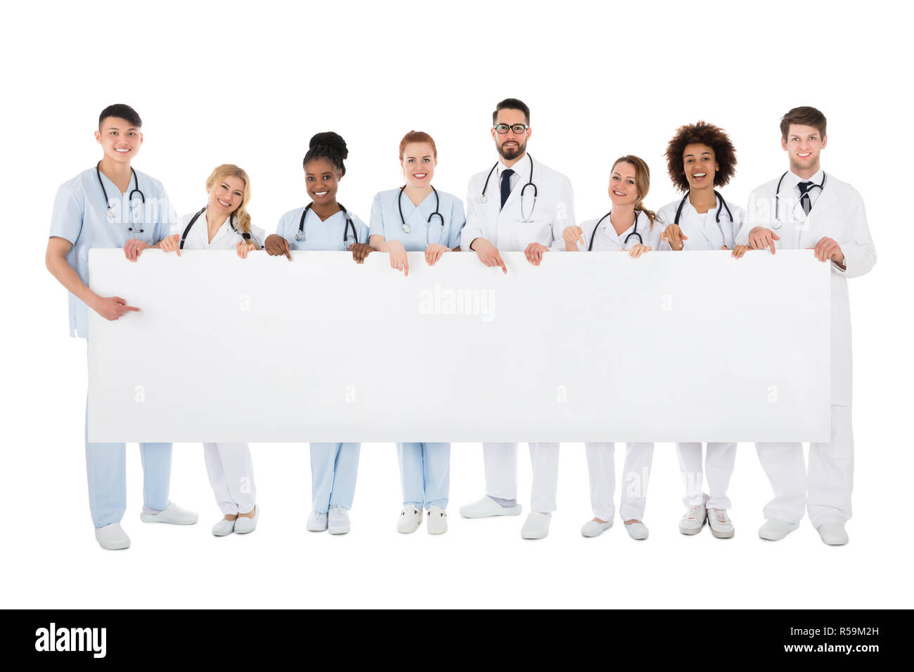 Nurse showing medical sign billboard standing hi-res stock photography ...
