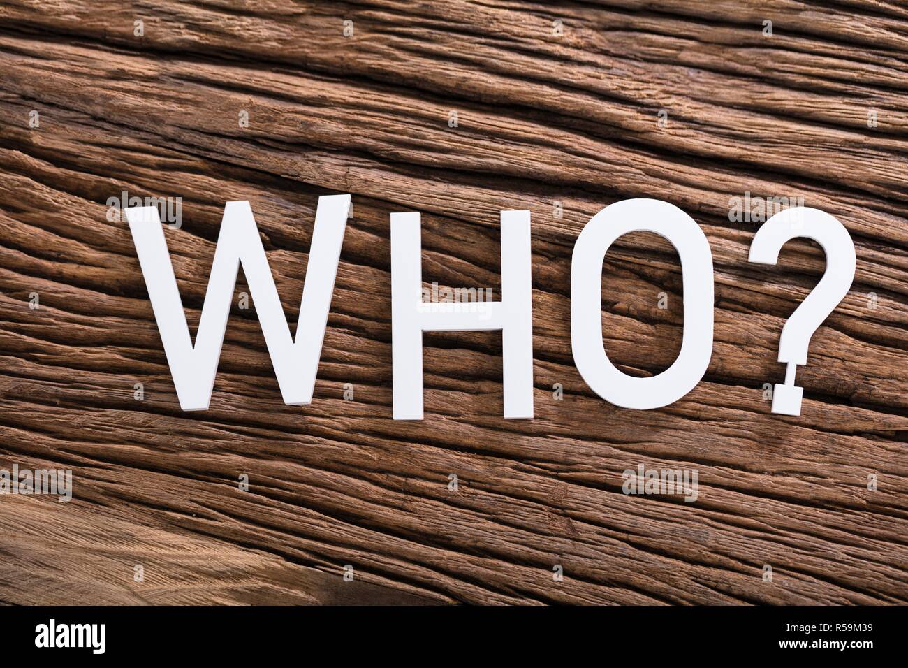 WHO Text With Question Mark Sign Stock Photo - Alamy