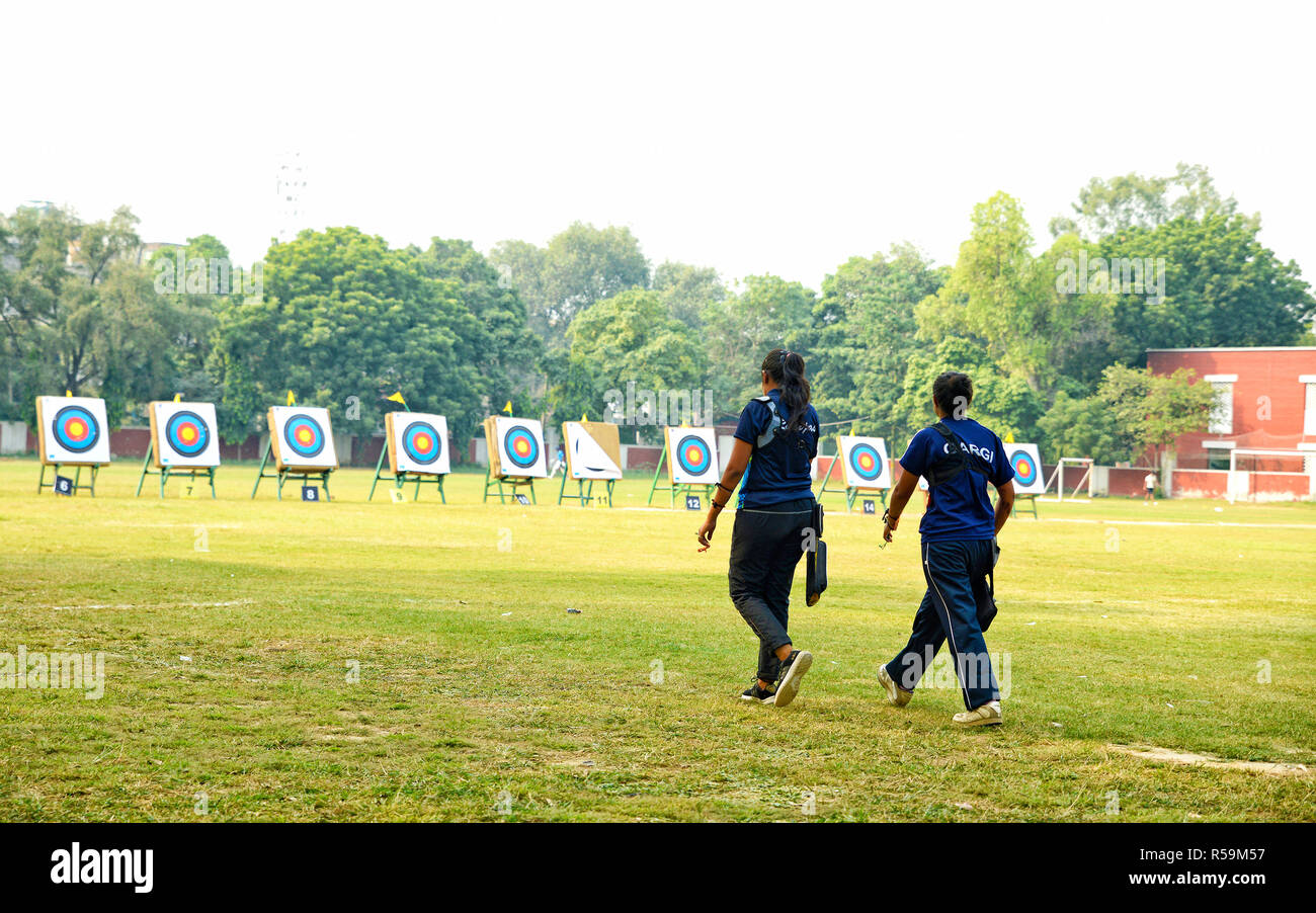 Walking to showing his target Stock Photo - Alamy
